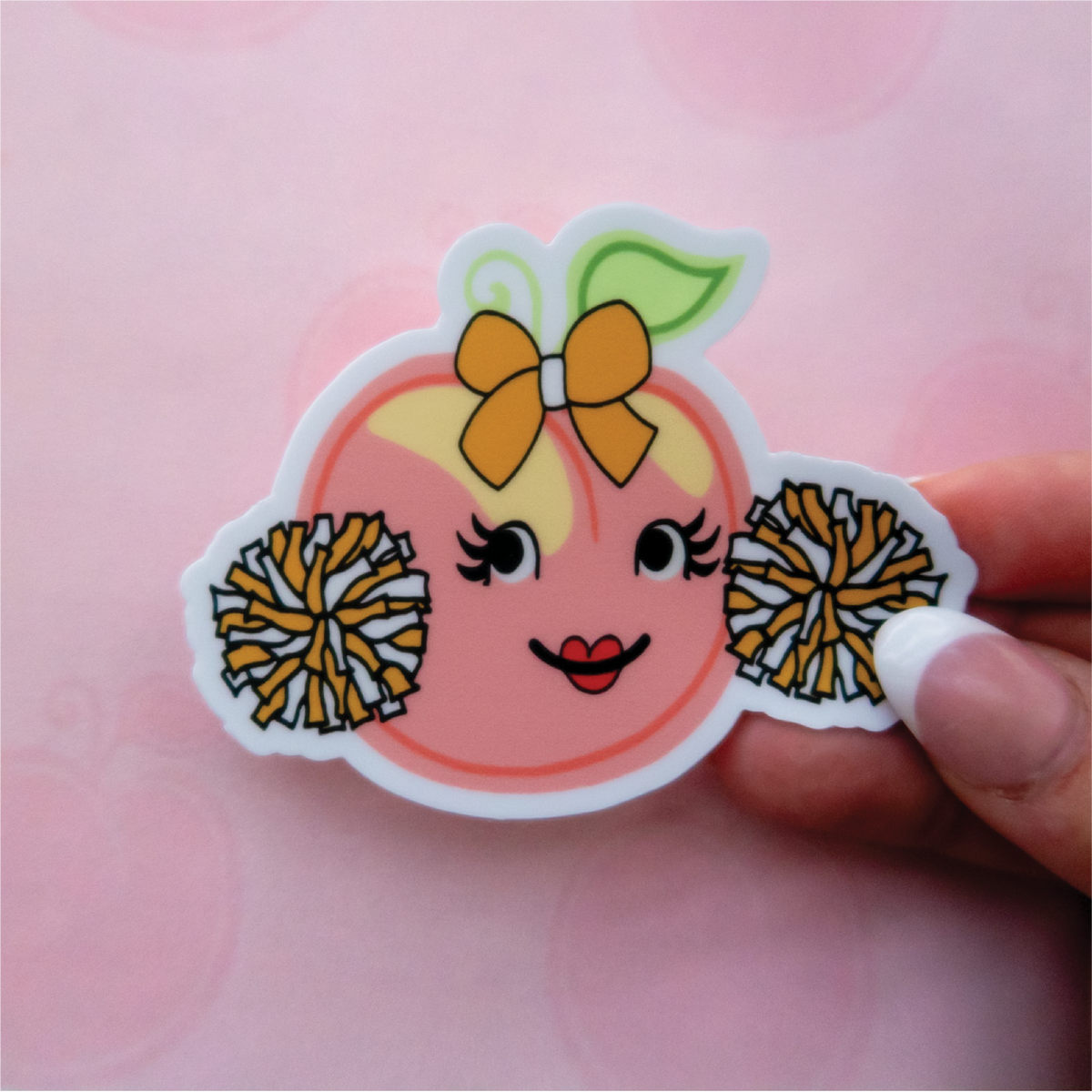 Pia the Peach Cheerleader Sticker – Peachy Pia